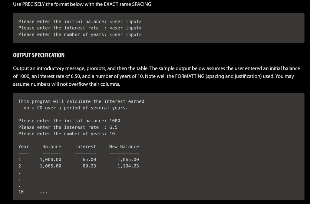 Solved Use PRECISELY the format below with the EXACT same | Chegg.com