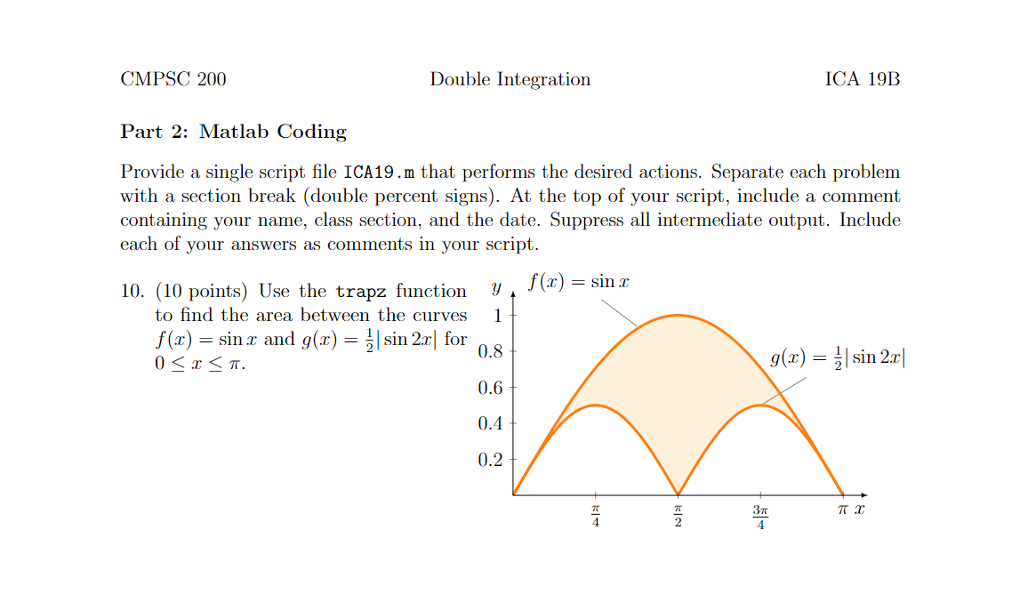 CMPSC 200 Double Integration ICA 19B Part 2: Matlab | Chegg.com