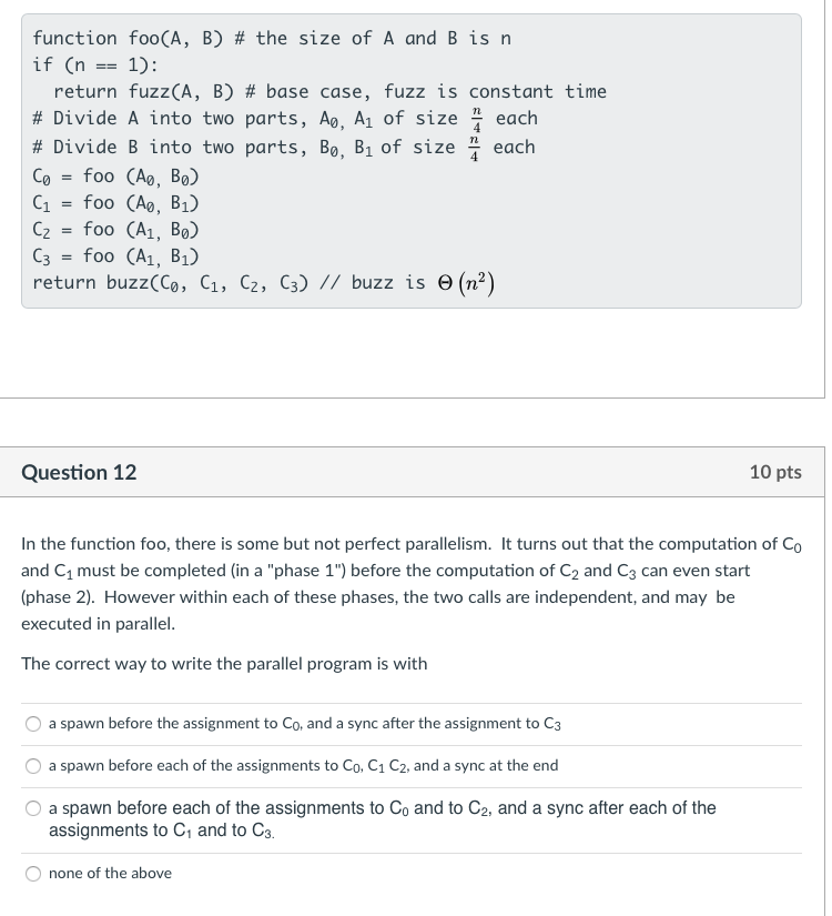 Solved function foo(A, B) # the size of A and B is n if | Chegg.com