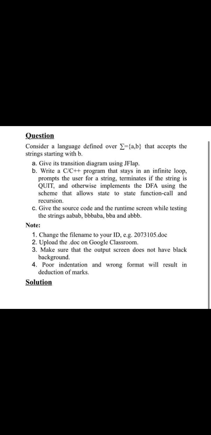 Solved Question Consider a language defined over