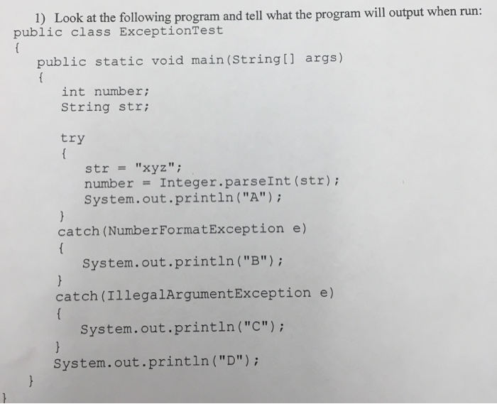 Solved 1) Look at the following program and tell what the | Chegg.com