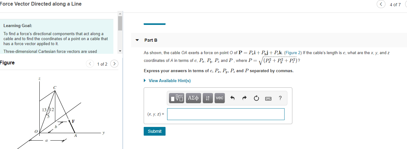 Solved A(x, y, z) Force Vector Directed along a Line 40f7 | Chegg.com