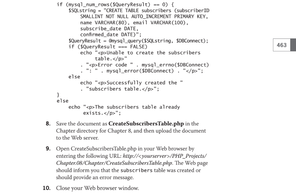To create a PHP script that creates a database named | Chegg.com