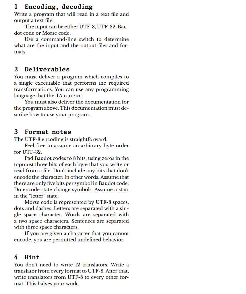 1 Encoding, decoding Write a program that will read | Chegg.com
