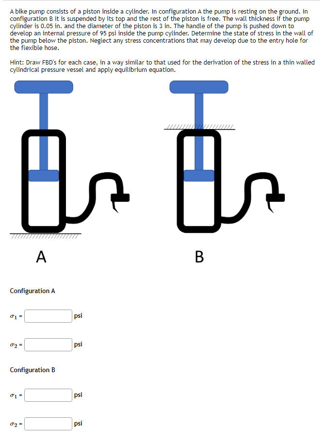 Solved A bike pump consists of a piston inside a cylinder. | Chegg.com