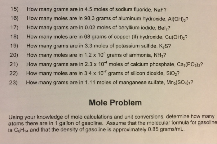 Solved 15) How many grams are in 4.5 moles of sodium | Chegg.com Solved 15) How many grams are in 4.5 moles of sodium | Chegg.com
