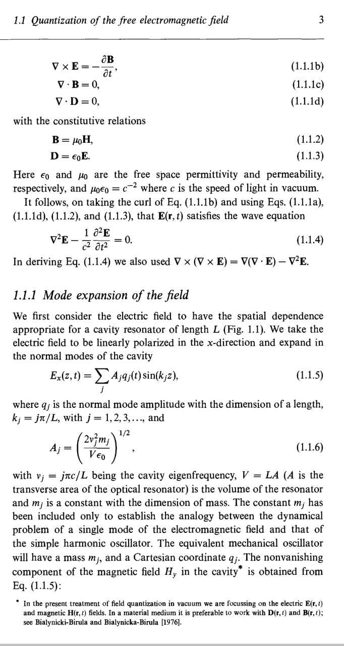 Solved 1.1 Quantization of the free electromagnetic field 3 | Chegg.com