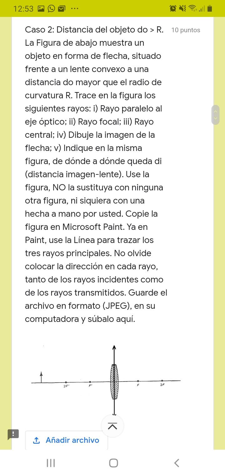 Solved 12:53 R 10 puntos Caso 2: Distancia del objeto do > | Chegg.com