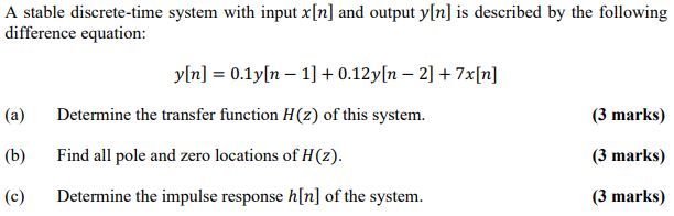 Solved A stable discrete-time system with input x[n] and | Chegg.com