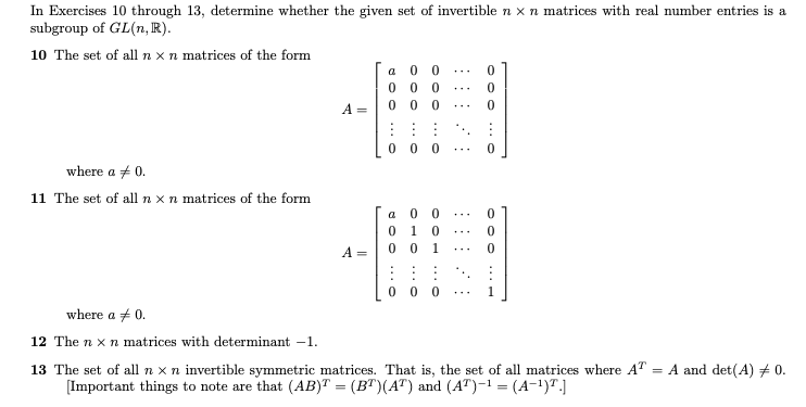 Solved In Exercises 10 through 13, determine whether the | Chegg.com