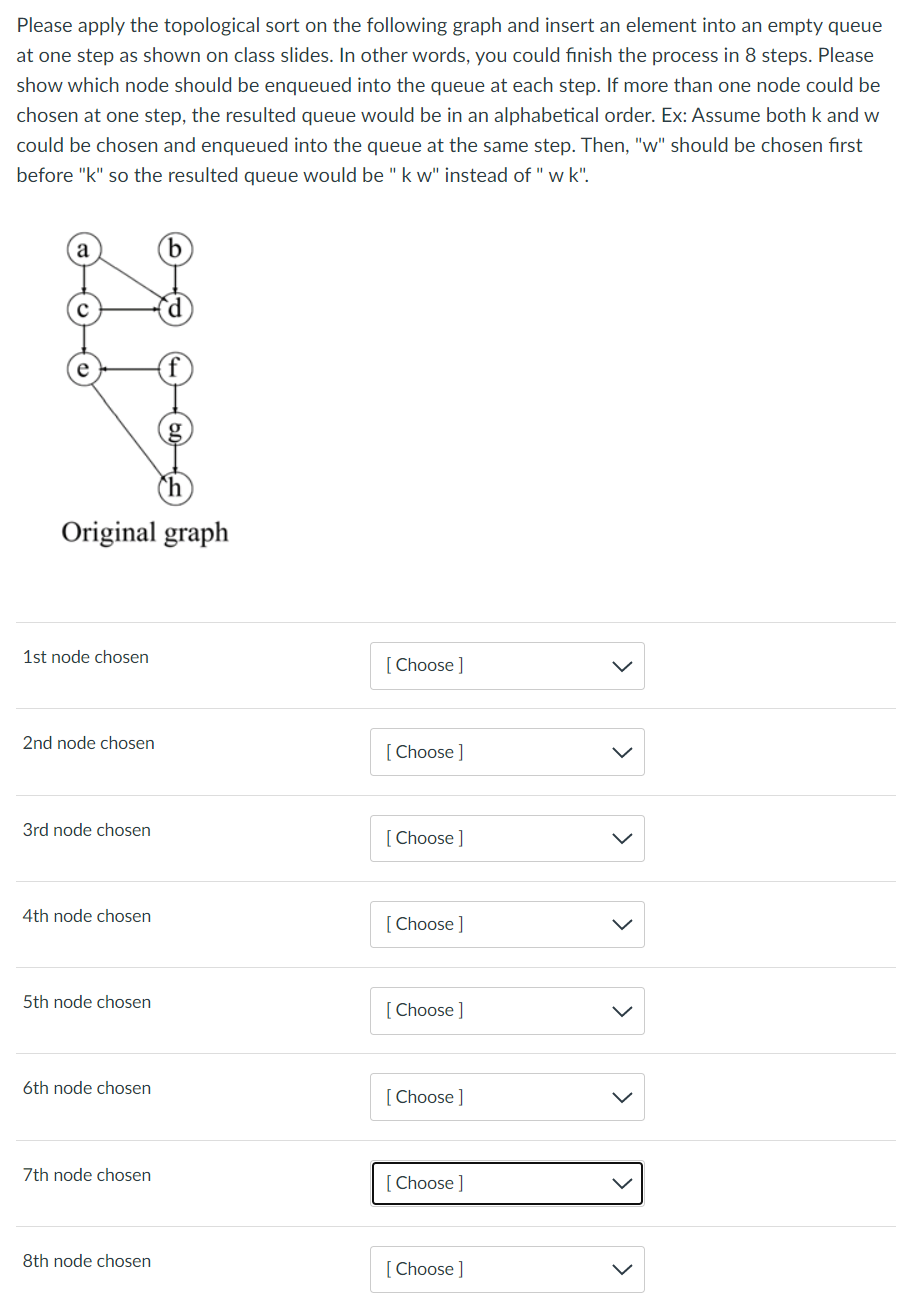 Solved Please apply the topological sort on the following | Chegg.com