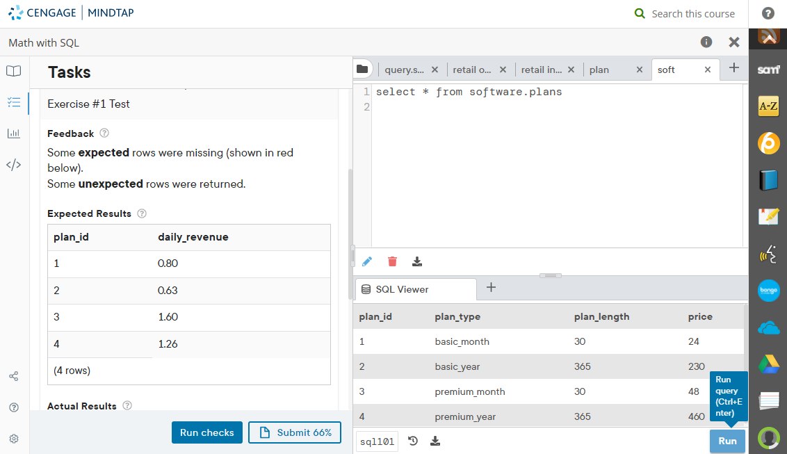 Solved m Tasks query.s... X retail o... X retail in... X | Chegg.com