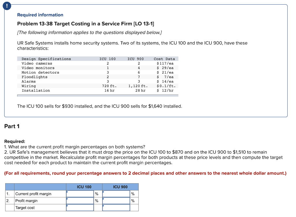 Solved Required information Problem 13-38 Target Costing in | Chegg.com