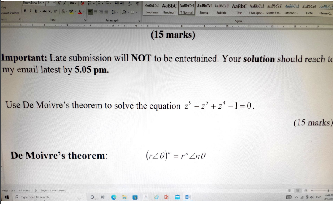 Solved Times New Ro 12 21 AaBbCd AaBbc AaBbCd AaBbCel AaBbCD | Chegg.com