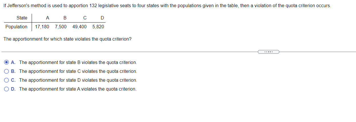 Solved If Jefferson's method is used to apportion 132 | Chegg.com