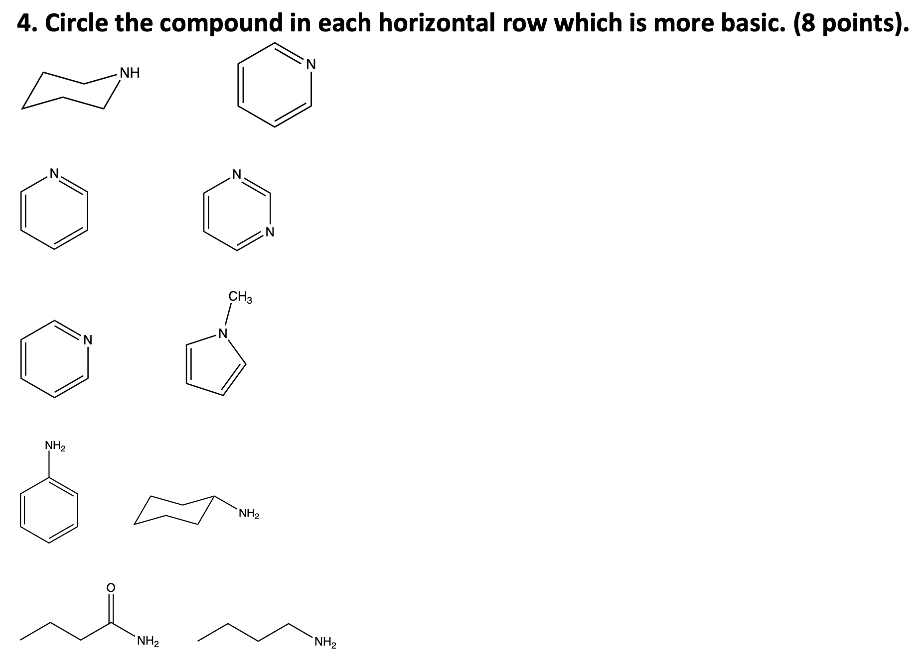 Solved NH2 NH2 CH3 H NH2 NH2 CH3 CF3 NH2 NH2 CH3 OCH3 4. | Chegg.com