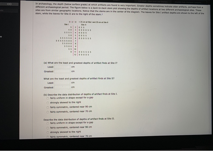 Solved In archaeology, the depth (below surface grade) at | Chegg.com
