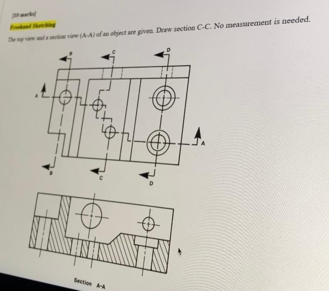 Solved mark The day and action view (A-A) of an object are | Chegg.com
