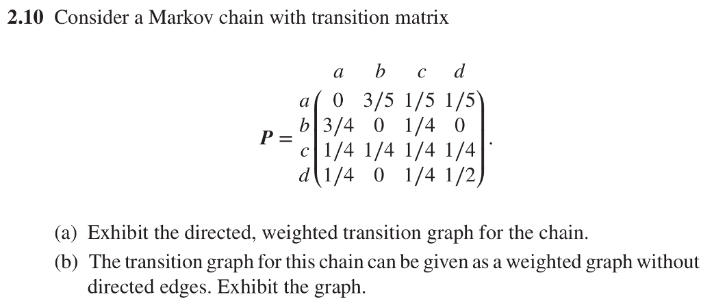 Solved 2.10 Consider a Markov chain with transition matrix | Chegg.com