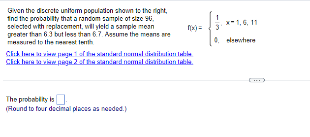 Solved Given the discrete uniform population shown to the | Chegg.com
