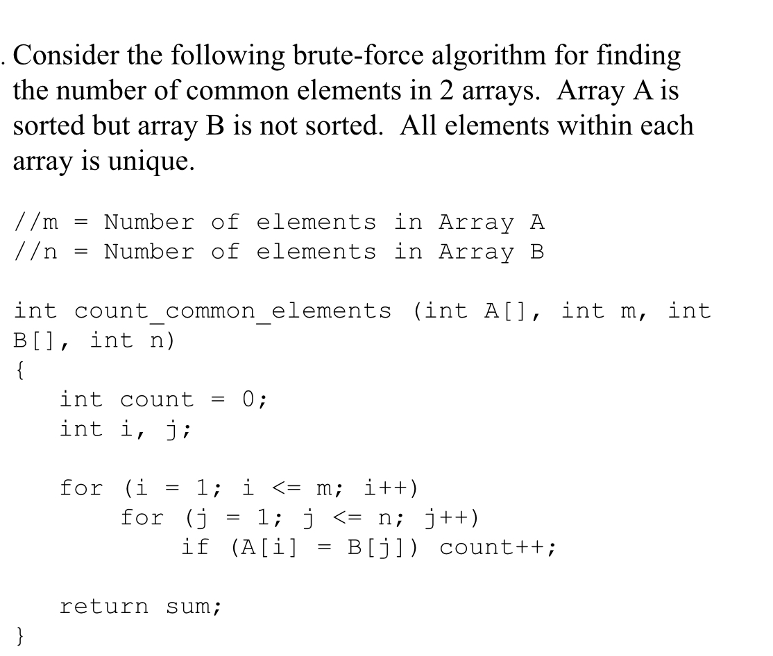 . Consider the following brute-force algorithm for | Chegg.com