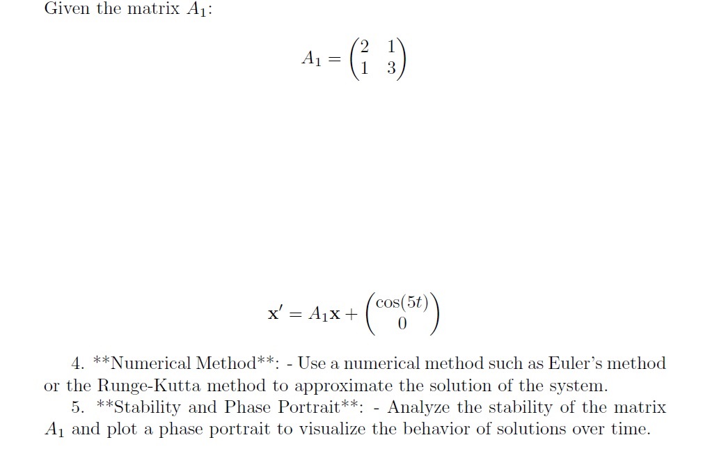 Solved Given the matrix A1 | Chegg.com