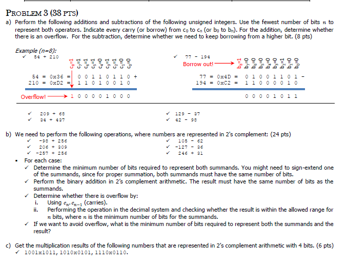 Solved PROBLEM 3 (38 PTS) a) Perform the following additions | Chegg.com
