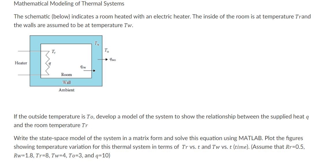 Solved Mathematical Modeling of Thermal Systems The | Chegg.com