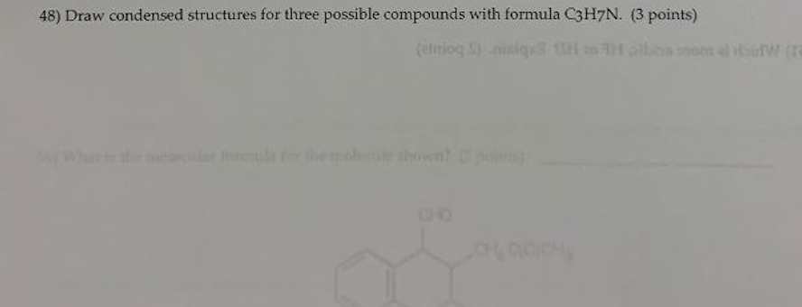 Solved 48) Draw condensed structures for three possible | Chegg.com