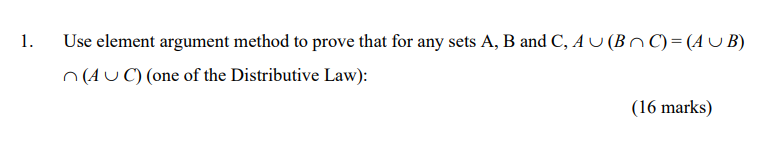Solved 1. Use element argument method to prove that for any | Chegg.com Solved 1. Use element argument method to prove that for any | Chegg.com