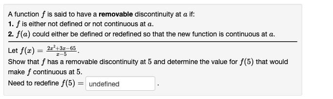 Solved A function f is said to have a removable | Chegg.com