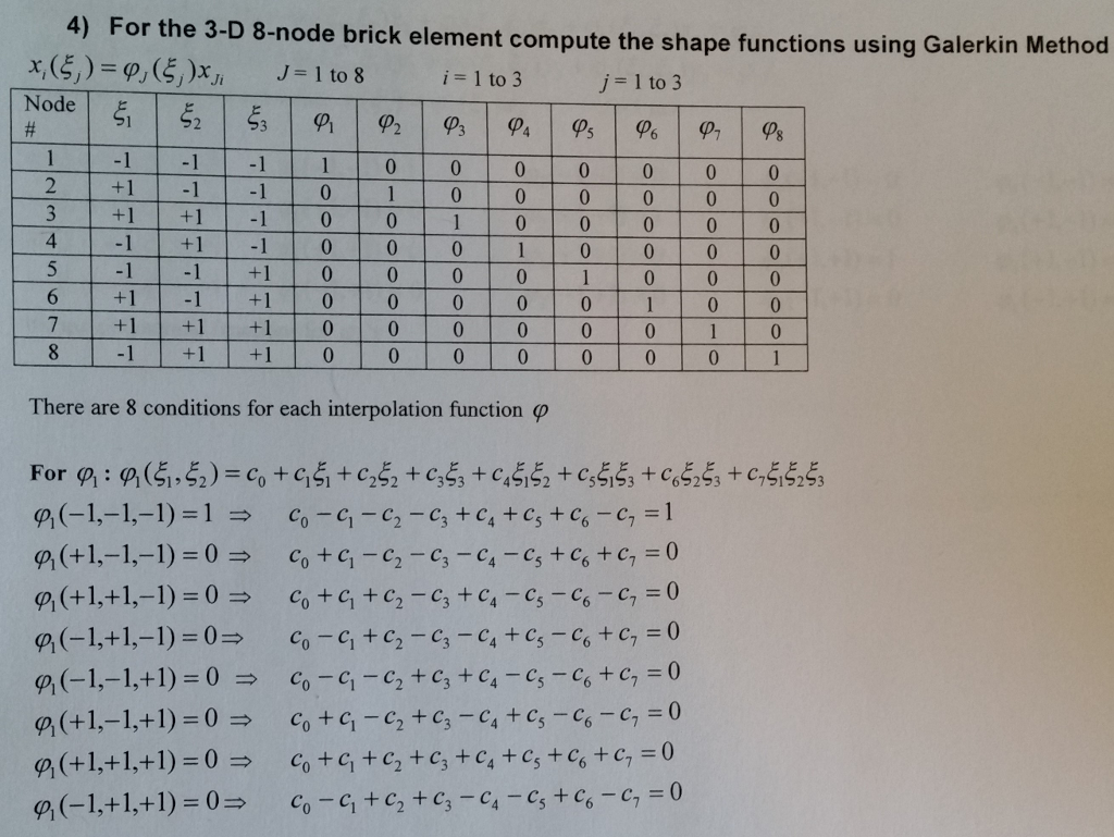 4) For the 3- D 8-node brick element compute the | Chegg.com