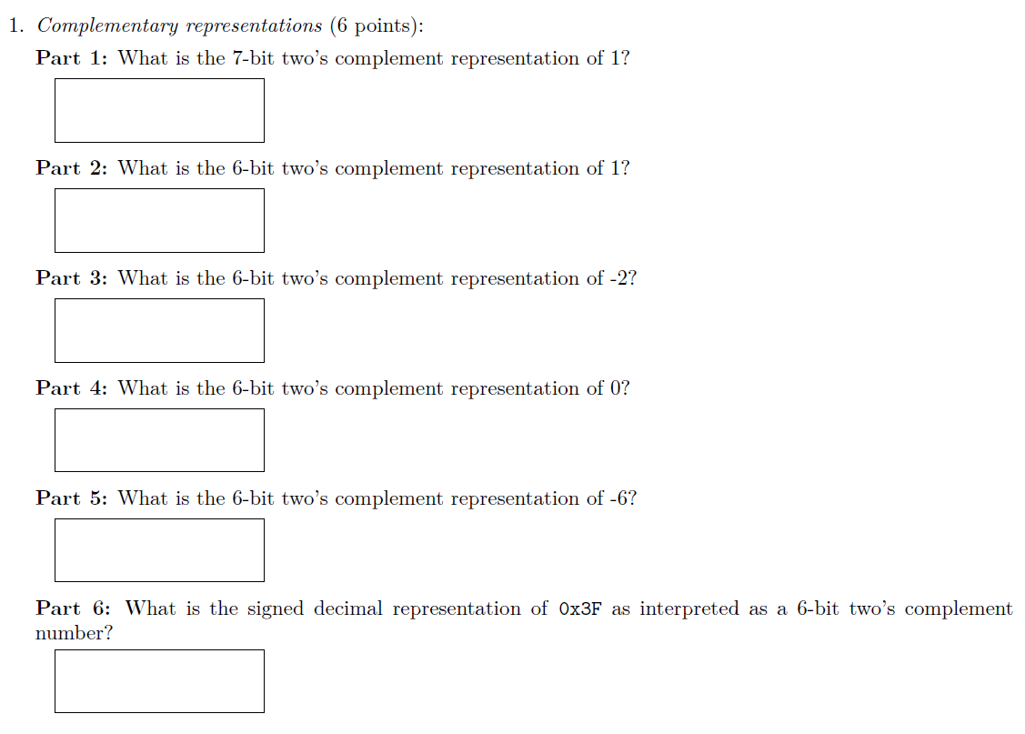 Solved 1. Complementary representations (6 points): Part 1: | Chegg.com
