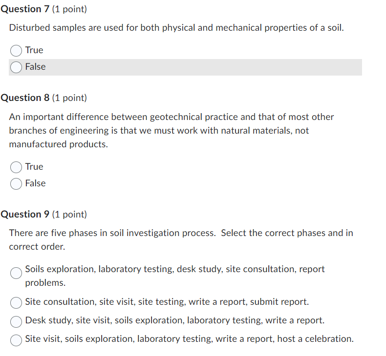 Solved Disturbed samples are used for both physical and | Chegg.com