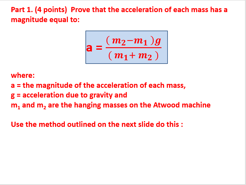 Solved Part 1. (4 points) Prove that the acceleration of | Chegg.com