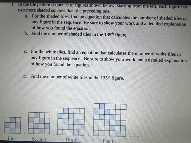 Solved 1. In the tile pattern sequence of figures shown | Chegg.com