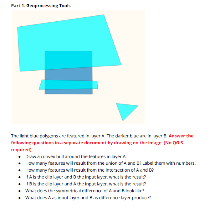 Solved Part 1. Geoprocessing Tools The light blue polygons | Chegg.com