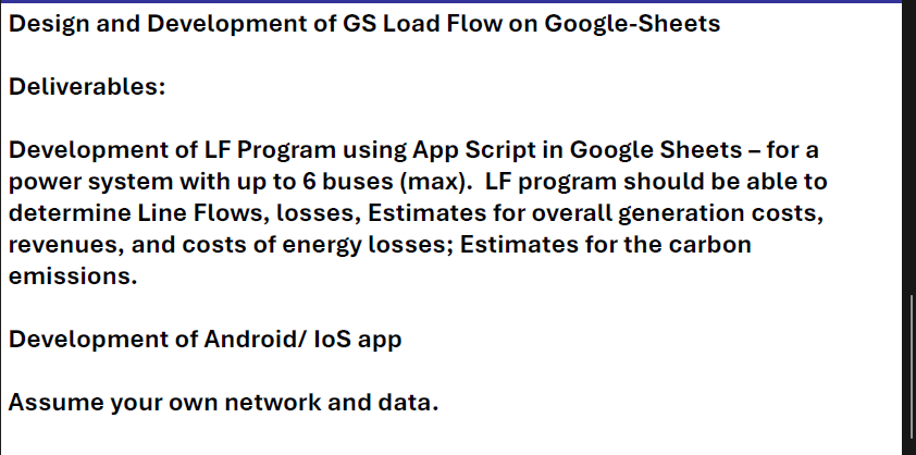 Solved Design and Development of GS Load Flow on | Chegg.com