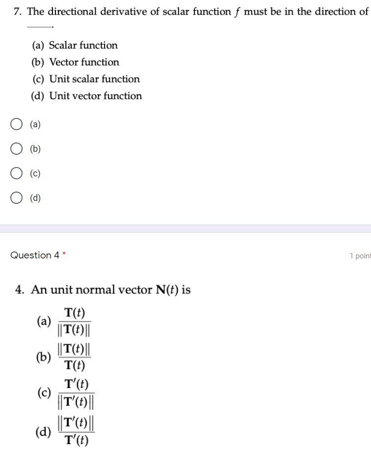 Solved 7 The Directional Derivative Of Scalar Function F