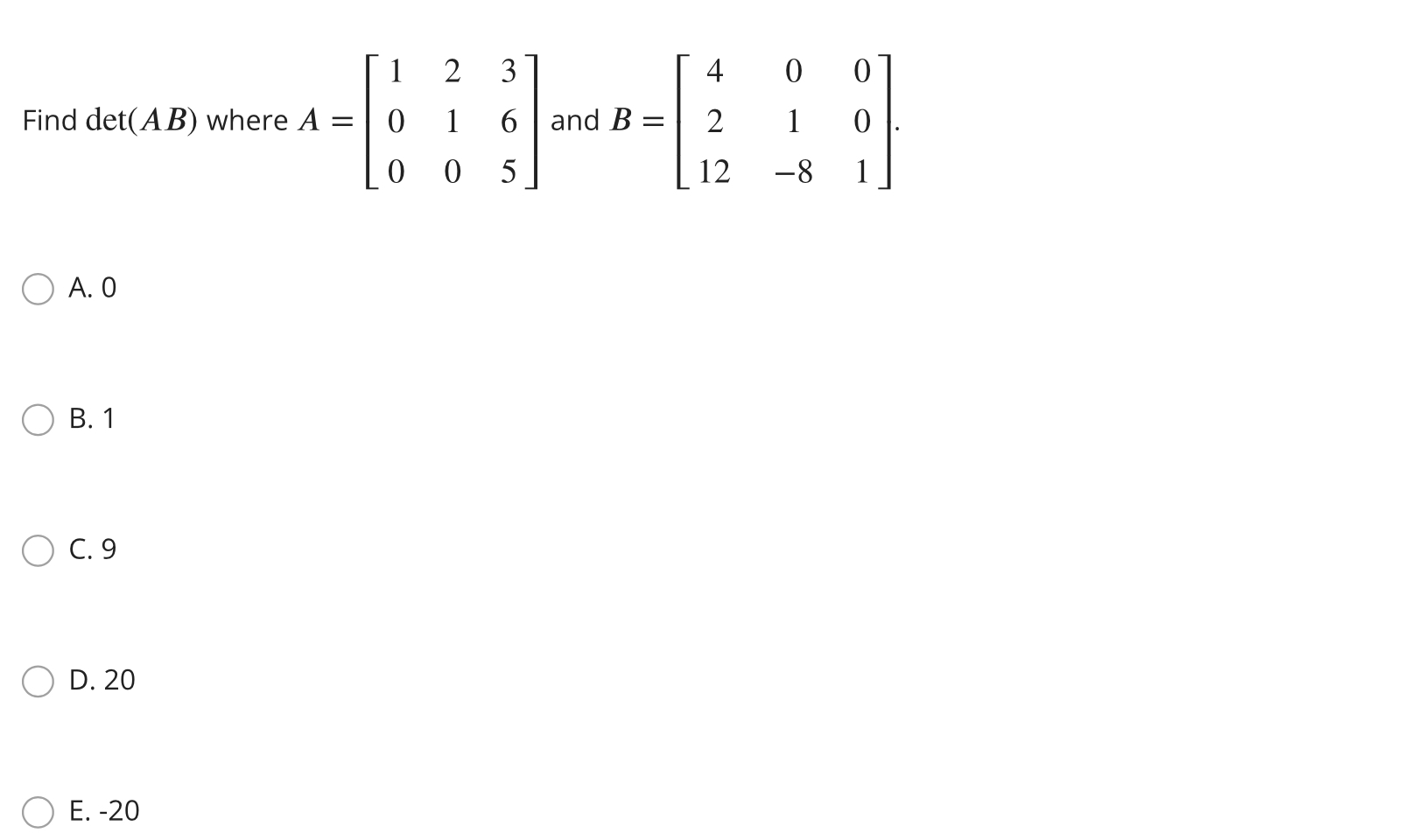 Solved If A is a matrix such that detA=−2, with | Chegg.com