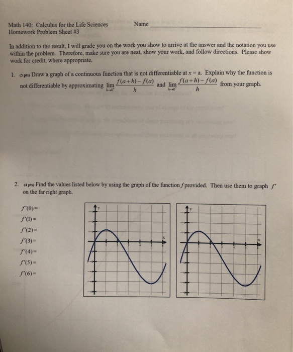 Solved Name Math 140: Calculus for the Life Sciences | Chegg.com