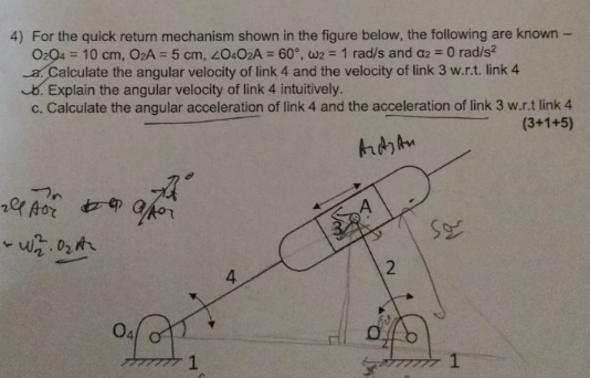 Solved For the quick return mechanism shown in the figure | Chegg.com