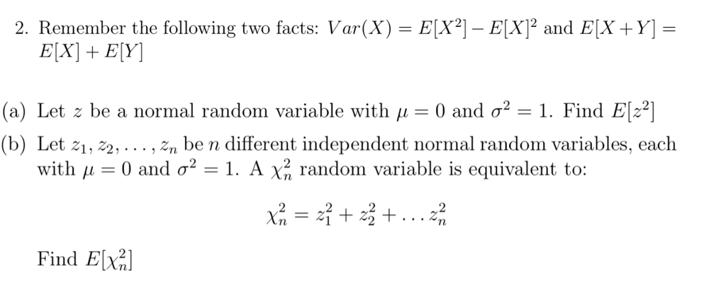 2. Remember the following two facts: Var(x)-ExEXP and | Chegg.com