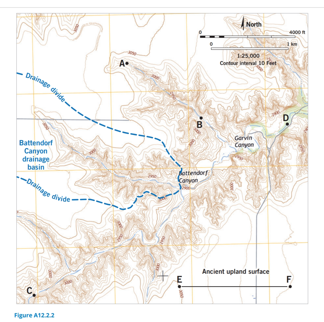 Solved 5. What are the gradient and sinuosity of the stream | Chegg.com