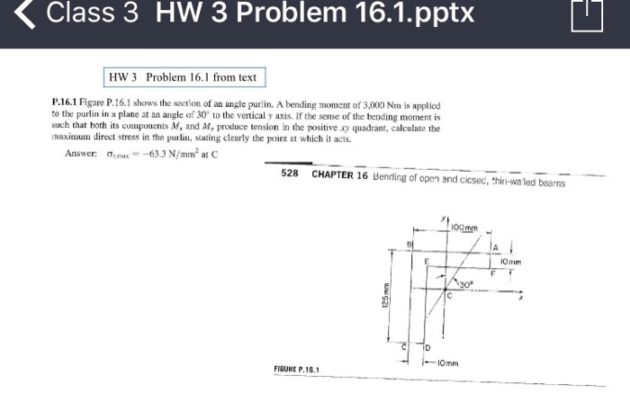 Solved Figure P.16.1 shows the section of an angle purlin. A | Chegg.com