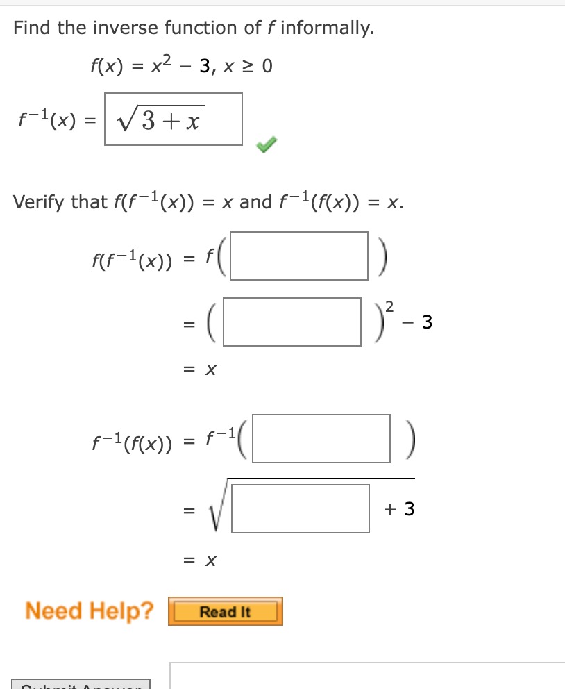 Solved Find the inverse function of f informally. | Chegg.com