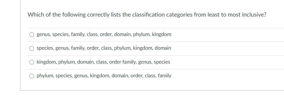 Solved Which of the following correctly lists the | Chegg.com