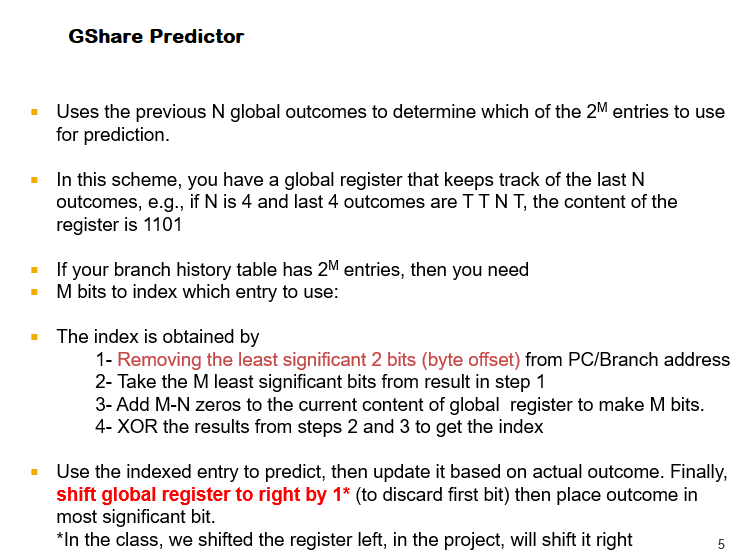 GShare Predictor • Uses the previous N global | Chegg.com