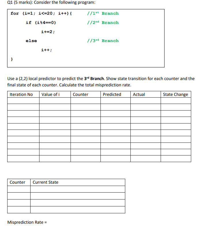 Solved Q1 (5 marks): Consider the following program: for | Chegg.com