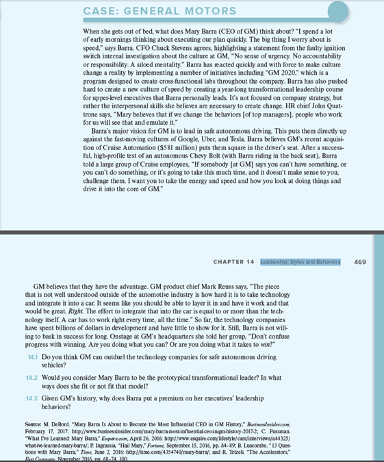 Case Study: - Case: General Motors Please read the | Chegg.com